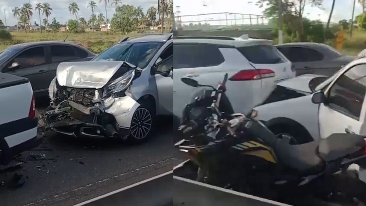 Vídeo: engavetamento envolvendo quatro carros interdita trecho da AL-101 Sul, em Marechal ...